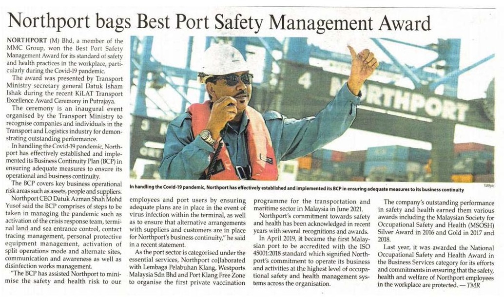 Northport bags Best Port Safety Management Award - MMC Port