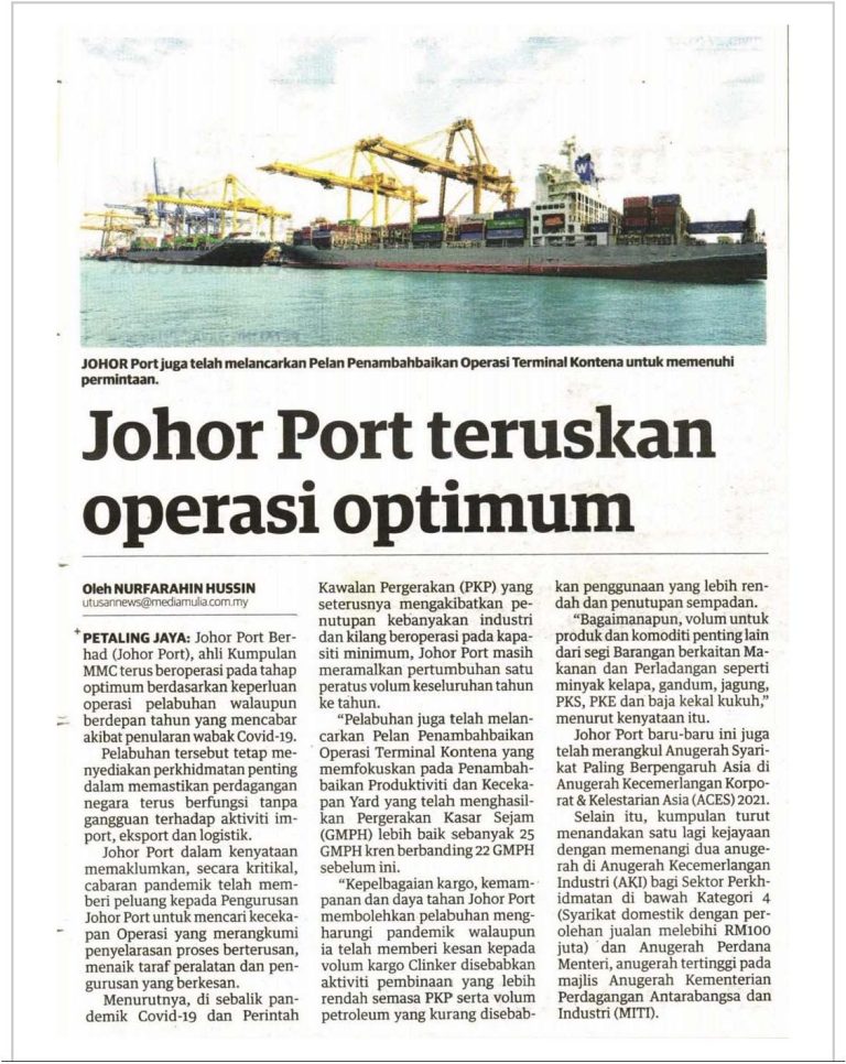 Johor Port teruskan operasi optimum - MMC Port