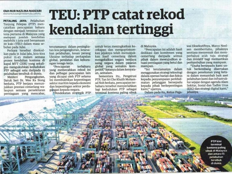 TEU: PTP catat rekod kendalian tertinggi - MMC Port